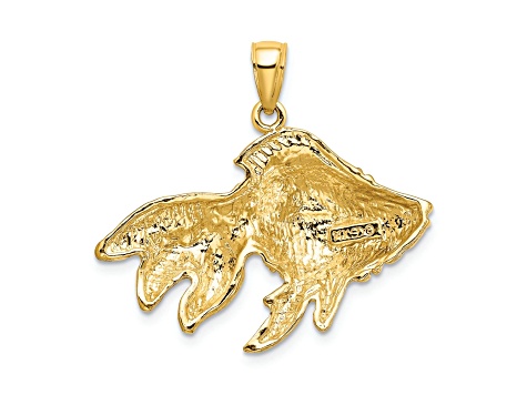 14k Yellow Gold 2D Textured Striped Fish Charm - 14W2VA | JTV