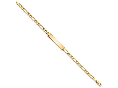 10k Yellow Gold Figaro Link ID Bracelet - 151TCA | JTV
