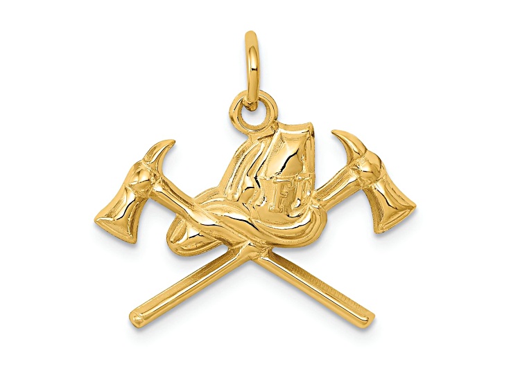 14k Yellow Gold Textured Fire Department Charm - 1544VA | JTV