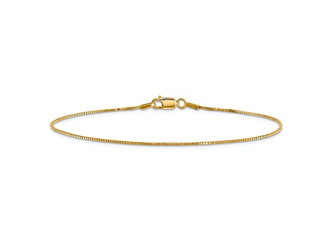 10k Yellow Gold Box Link Anklet - 15558A | JTV