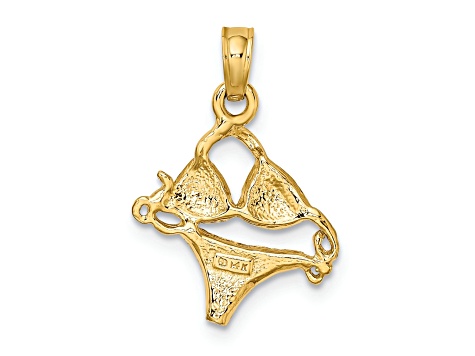 14k Yellow Gold Pink Enameled Bikini Bathing Suit Charm - 15B64A | JTV