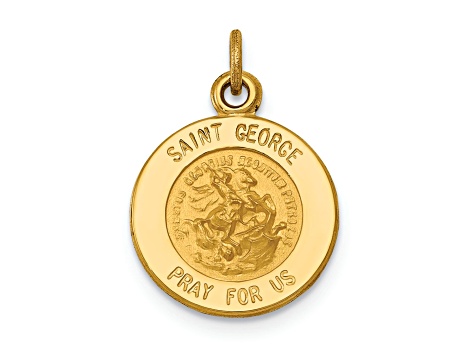 14k Yellow Gold Satin Saint George Medal Charm - 15BJ4A | JTV