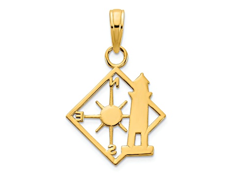 14k Yellow Gold Lighthouse Compass Pendant - 15C28A | JTV
