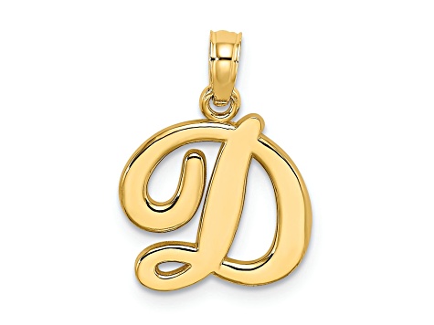 10K Yellow Gold Polished D Script Initial Charm - 15DKXD | JTV