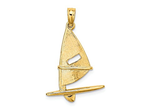 10K Yellow Gold 3D Textured Windsail Surfing Board Charm - 15GQGA | JTV