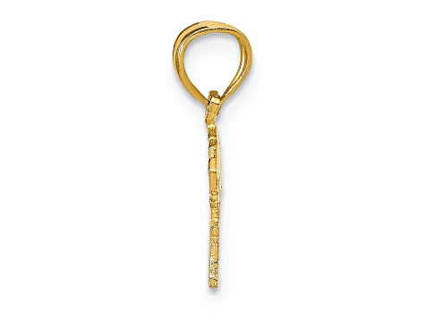 14k Yellow Gold Textured Born To Win Pendant - 15HC4A | JTV