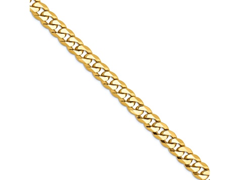 14k Yellow Gold Polished Solid 8mm Flat Beveled Curb Link 28 Inch Chain ...