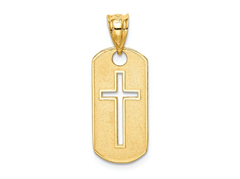 14K Yellow Gold Polished Cross Cut-out Pendant - 15TH1A | JTV
