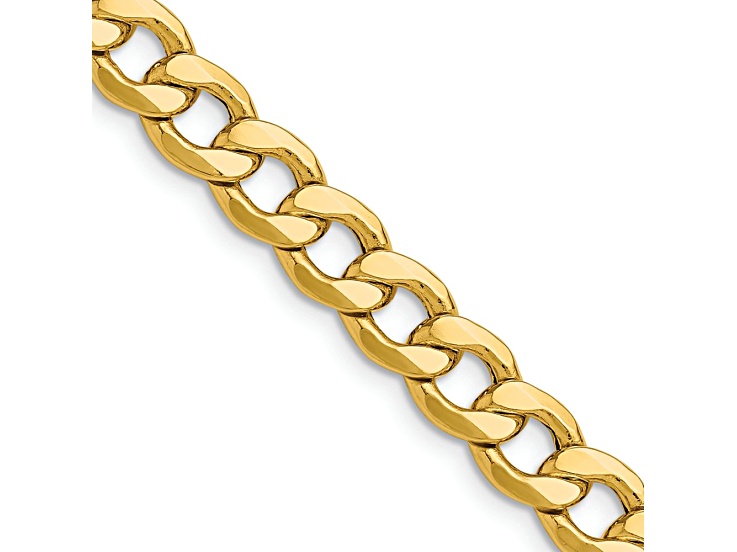 14k Yellow Gold 7.5mm Curb Link 24 Inch Chain - 15YSMD | JTV