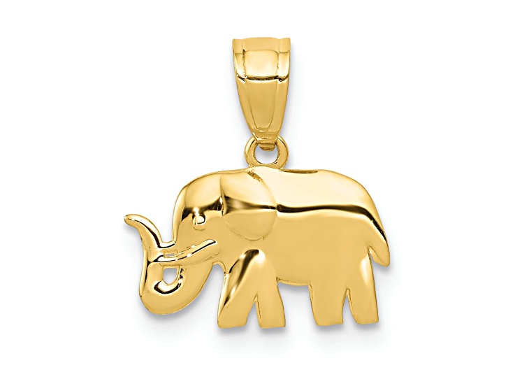 14k Yellow Gold Polished Elephant Pendant - 1605GA | JTV