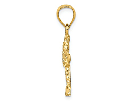 14k Yellow Gold Polished and Diamond-Cut Palm Tree Pendant - 162XVA | JTV