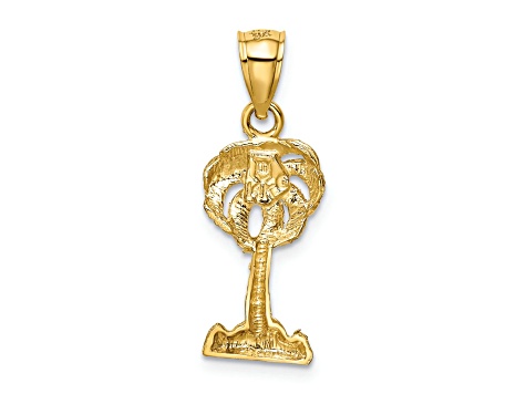 14k Yellow Gold Polished and Diamond-Cut Palm Tree Pendant - 162XVA | JTV