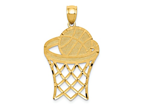 14k Yellow Gold Diamond-Cut, Textured and Laser Design Basketball in ...