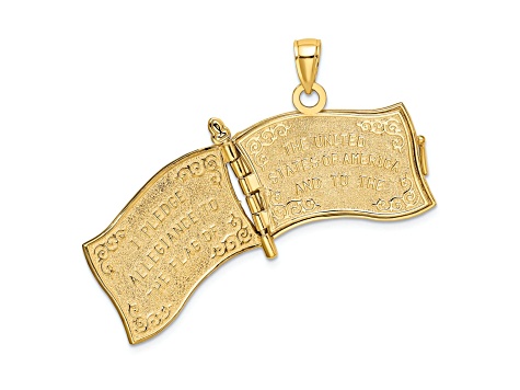 14k Yellow Gold with Enamel 3D Pledge Of Allegiance Flag Book Charm ...