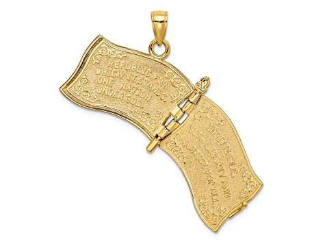 14k Yellow Gold with Enamel 3D Pledge Of Allegiance Flag Book Charm ...