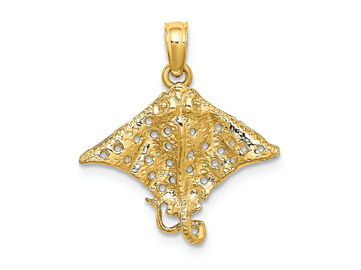 14k Yellow Gold Textured Spotted Eagle Ray with Holes Charm - 1652ZA | JTV