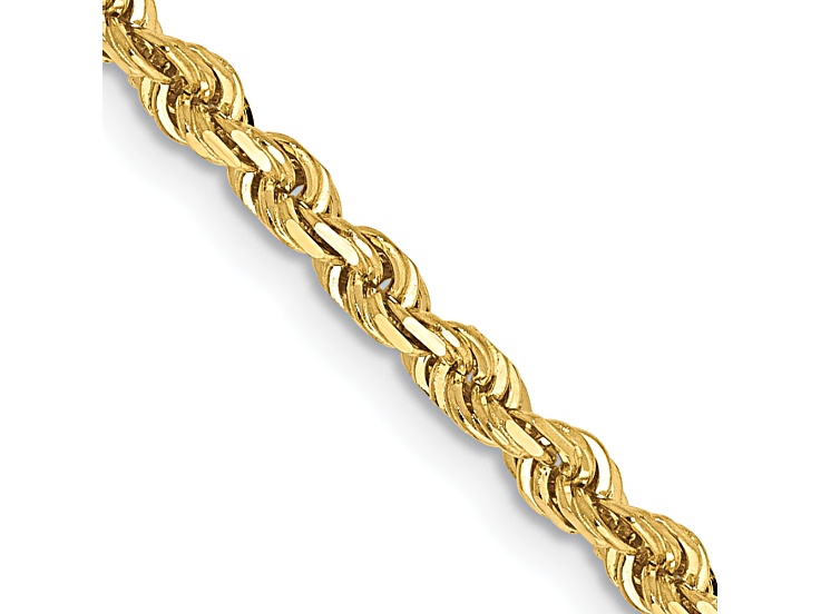 10k Yellow Gold 3mm Solid Diamond-Cut Quadruple Rope 22 Inch Chain ...