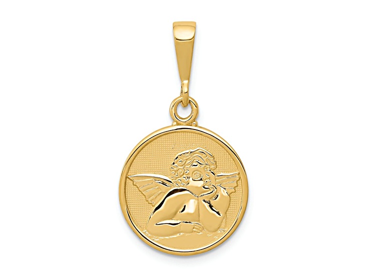 14k Yellow Gold Polished and Satin Raphael Angel Pendant - 16T33A | JTV
