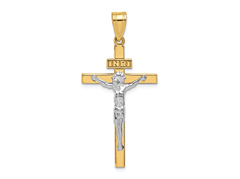 14K Yellow and White Gold INRI Crucifix Pendant - 171DJA | JTV