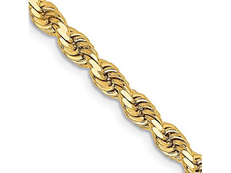 14k Yellow Gold 3.25mm Solid Diamond-Cut Rope 28 Inch Chain - 172J3G | JTV