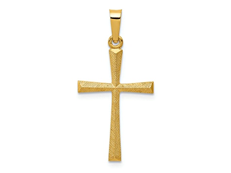 14k Yellow Gold Textured and Polished Latin Cross Pendant - 178R3A | JTV