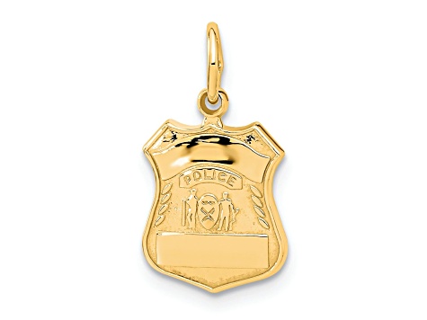 14k Yellow Gold Police Badge Charm Pendant - 179PVA | JTV