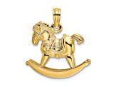 14k Yellow Gold 3D Textured Children's Playful Rocking Horse Charm ...