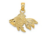 10K Yellow Gold 2D Textured Gold Fish Charm - 17G2TA | JTV