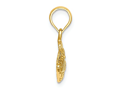 14k Yellow Gold 2D Striped Textured Fish Charm - 17SB9A | JTV