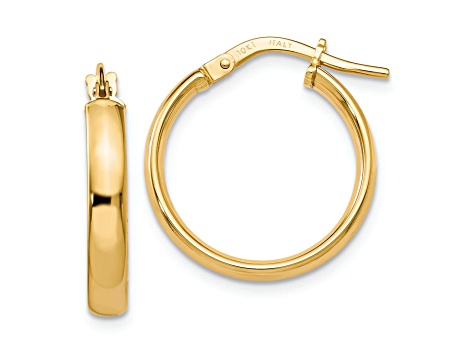 10k Yellow Gold 9/16 inch Polished Hoop Earrings - 17XX7A | JTV