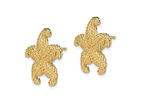 14k Yellow Gold Textured Puffed Starfish Stud Earrings - 183BJA | JTV.com