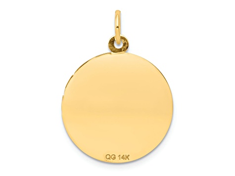 14k Yellow Gold Diamond-Cut and Satin Holy Communion Disc Pendant ...