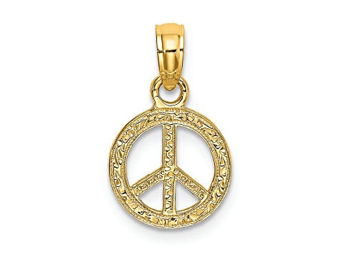 10K Yellow Gold Flat and Textured Mini Peace Sign Charm - 18BNCA | JTV