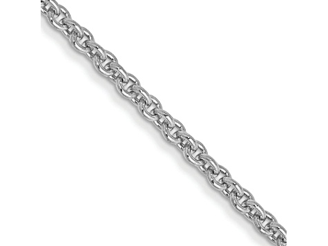Rhodium Over 10k White Gold 1.4mm Solid Round Open Link Cable 18 Inch ...