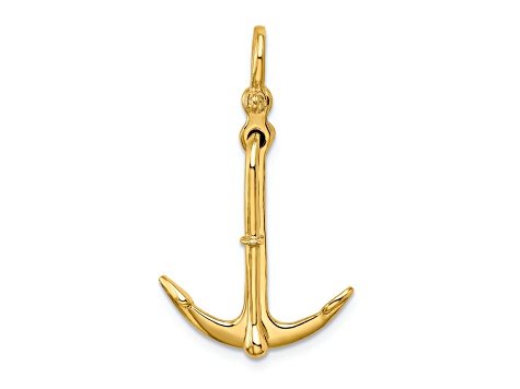 14k Yellow Gold Polished Anchor 2-Piece Moveable Pendant - 18QQJA | JTV