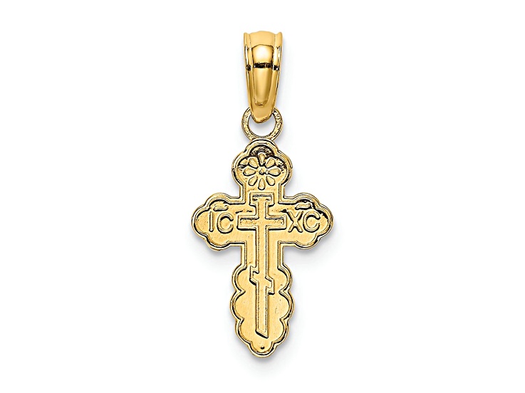 14k Yellow Gold Mini Eastern Orthodox Cross Charm - 18WVWA | JTV