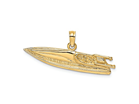 14k Yellow Gold 2D Textured SPEED BOAT Charm - 19B8CA | JTV