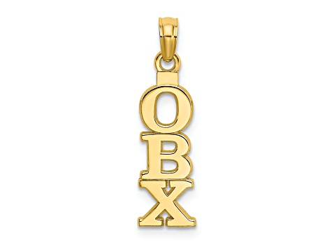 14k Yellow Gold Polished OBX (Outer Banks) Vertical Charm - 19S7GA | JTV