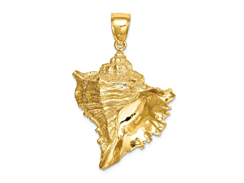 14k Yellow Gold Textured Conch Shell Pendant - 19VW1A | JTV