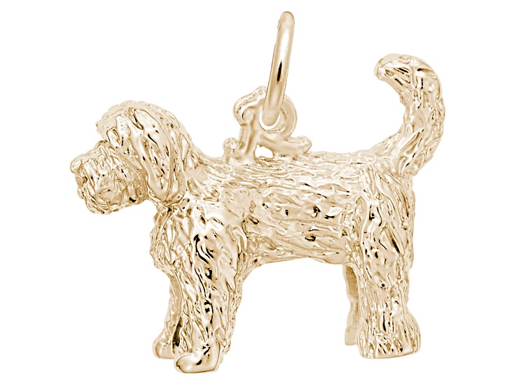 14K Yellow Gold Labradoodle Dog Charm - 1B07QA | JTV