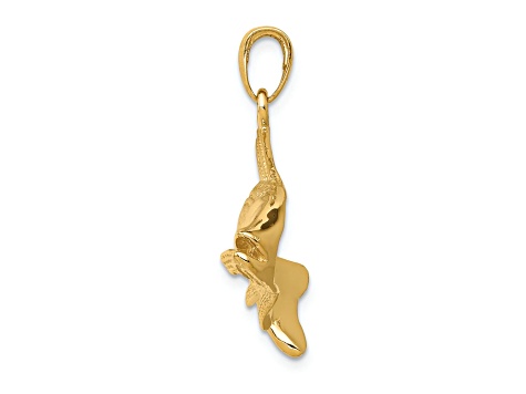 14k Yellow Gold Polished and Textured Open-Backed Redfish Pendant ...