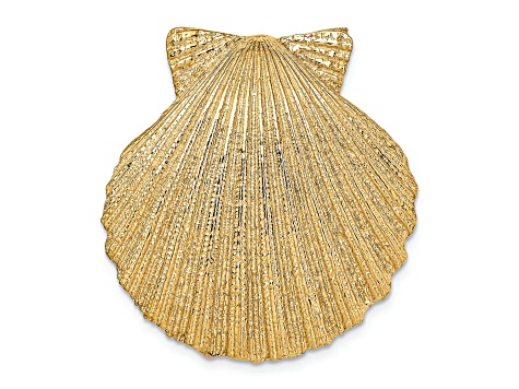 14k Yellow Gold Textured Fits Up To 8mm and 10mm Medium Scallop Shell ...