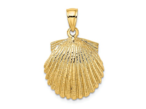 10K Yellow Gold 2D Textured Scallop Shell Charm - 1B8RLA | JTV
