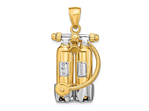 14K Two-tone Gold 3D Double Scuba Tanks with Air Hose Charm - 1BBGDA ...