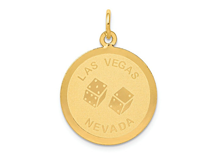 14k Yellow Gold Textured Las Vegas Disc Charm Pendant - 1BQ88A | JTV