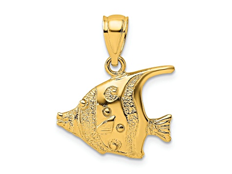10K Yellow Gold Polished and Textured Fish Charm - 1BT8BA | JTV