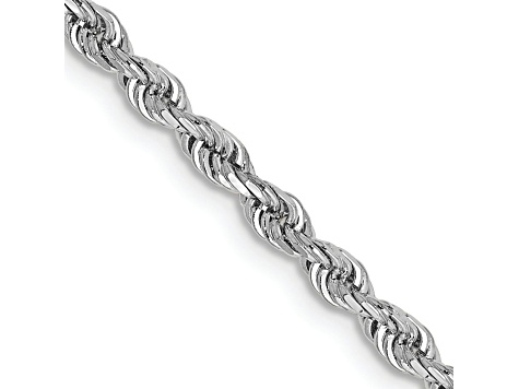 Rhodium Over 14k White Gold 2.75mm Solid Diamond-Cut Quadruple Rope ...