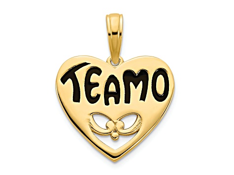 14k Yellow Gold Epoxy Te Amo Heart Charm - 1C527A | JTV