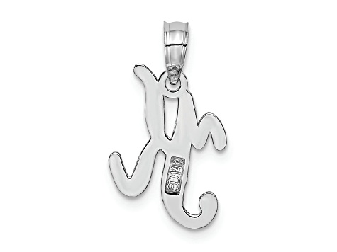 Rhodium Over 14k White Gold Polished Script Letter K Initial Pendant ...