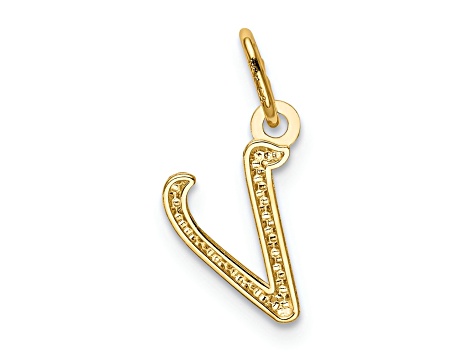 10K Yellow Gold Polished Letter v Initial Charm - 1CL25V | JTV